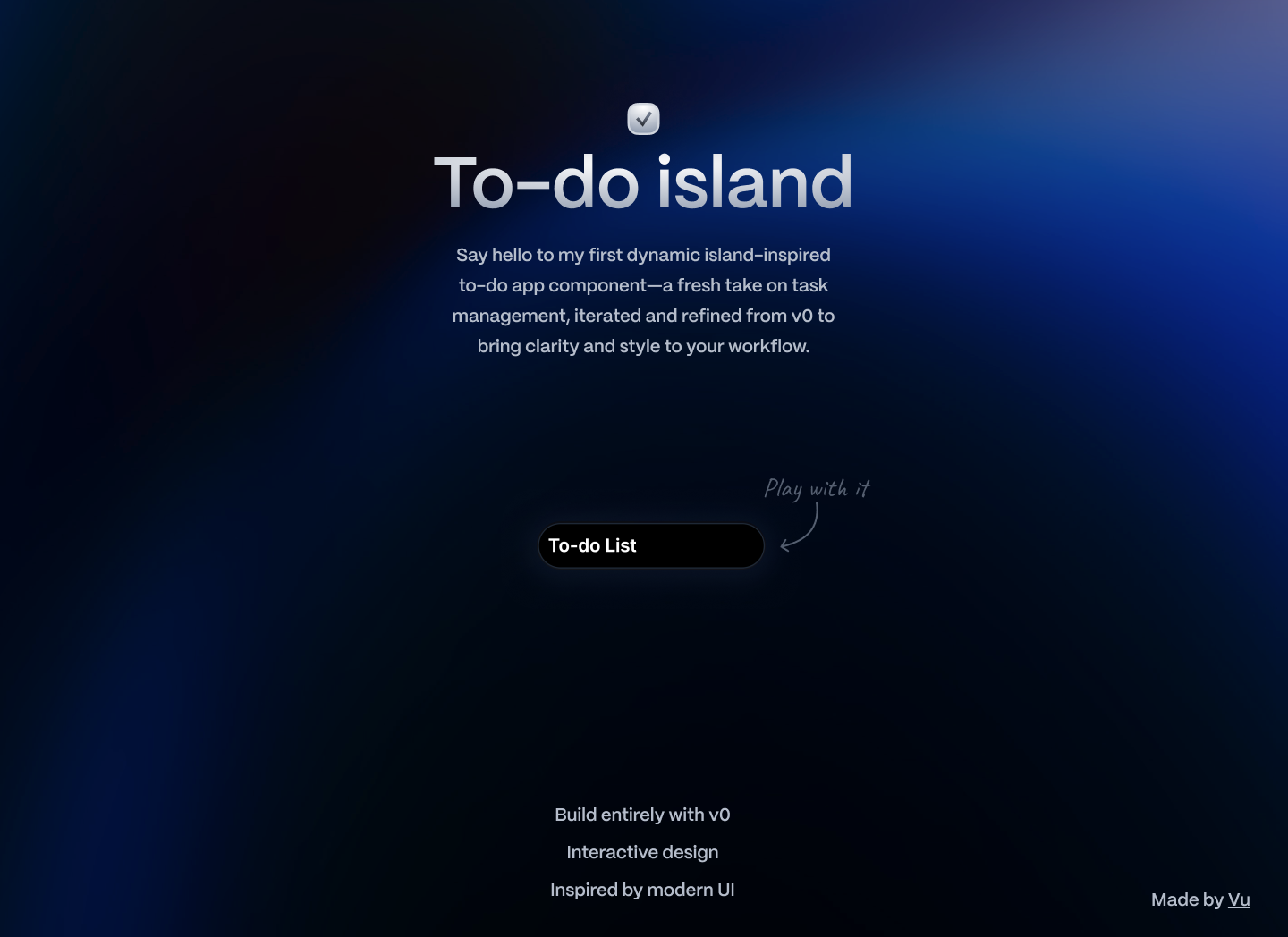 v0 - Dynamic Island To-do list - v0 by Vercel